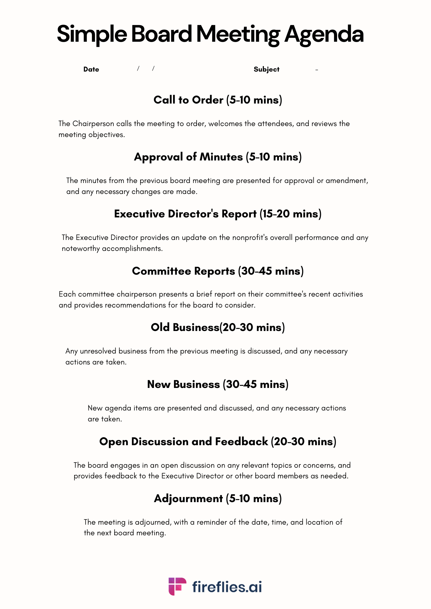 10 Free Nonprofit Board Meeting Agenda Templates