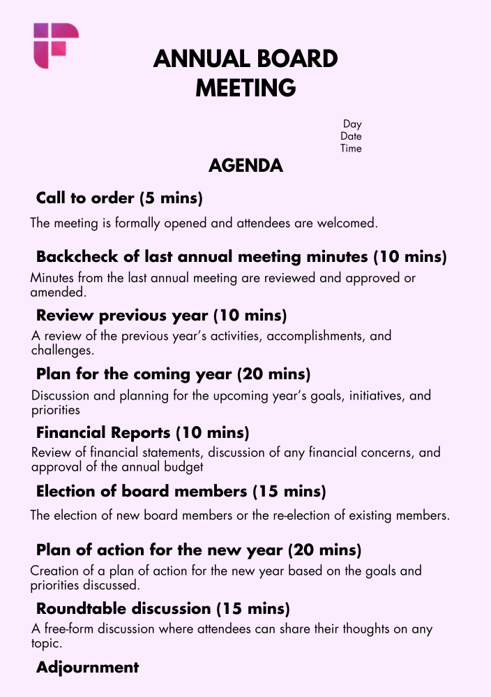 8 Free Board Meeting Agenda Templates Fireflies ai