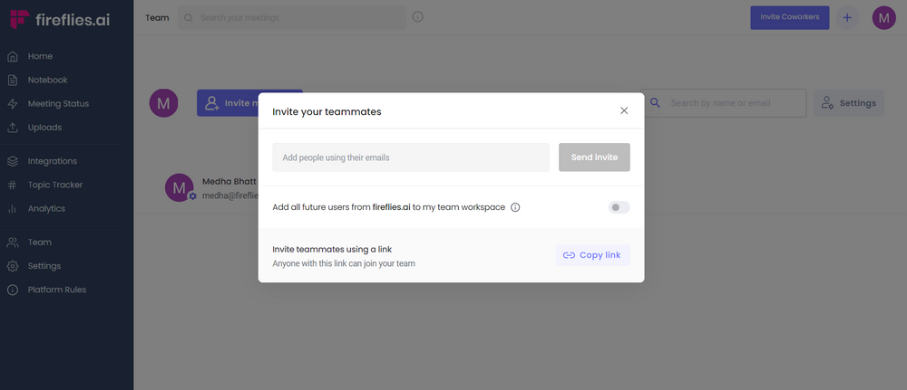 Feature Focus: Auto-add teammates in Fireflies workspace
