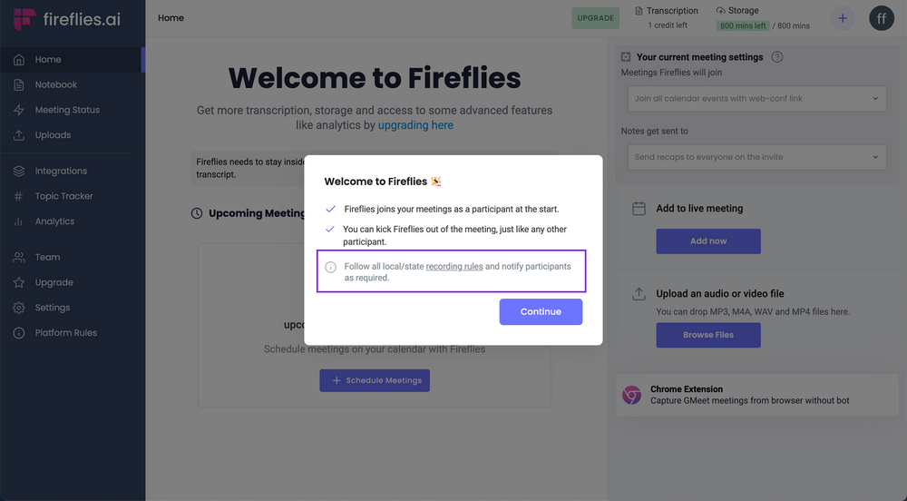 Ensuring Meeting Compliance with Fireflies AI Notetaker
