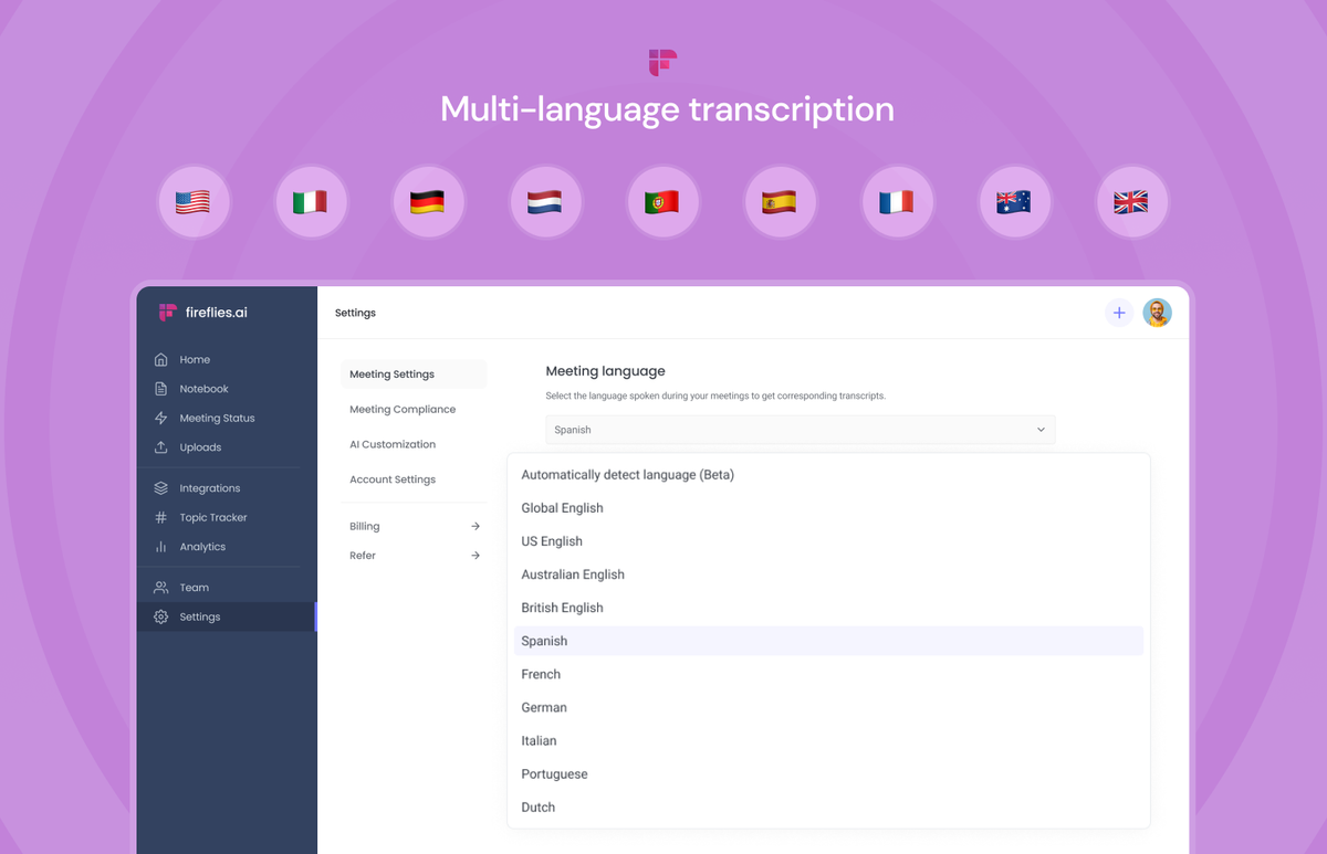 Fireflies Feature Focus: Multi-language Transcription