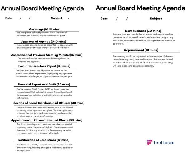 10 Free Nonprofit Board Meeting Agenda Templates