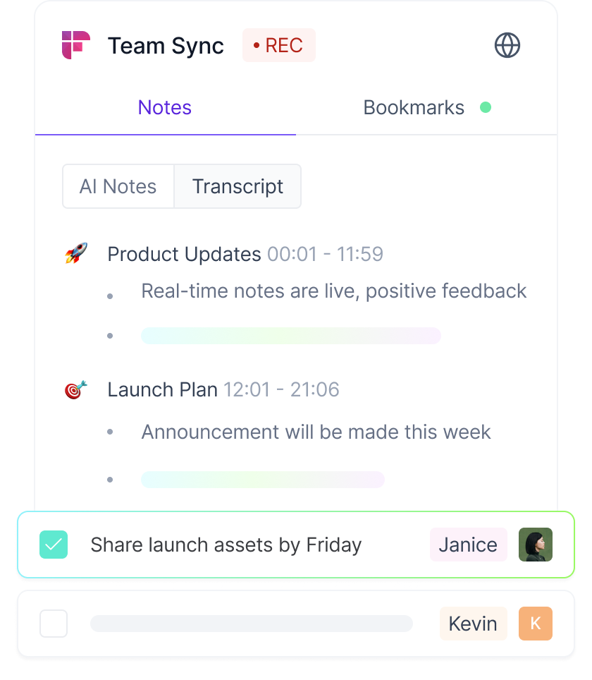 Real-Time Meeting Notes, Action Items & Transcripts | Fireflies.ai
